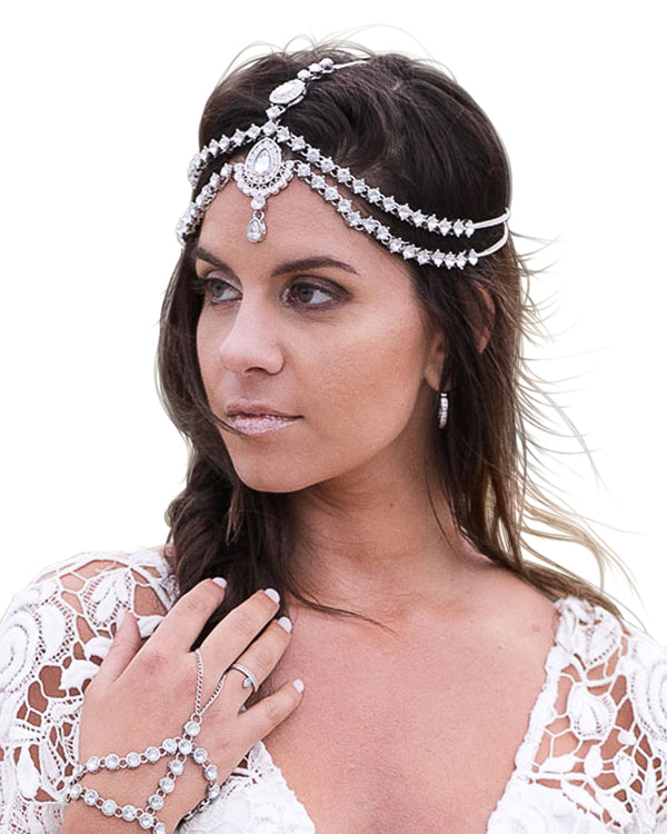 Dulce Head Chain l Bridal Head Wear l Beach Wedding Bride - Bare Sandals