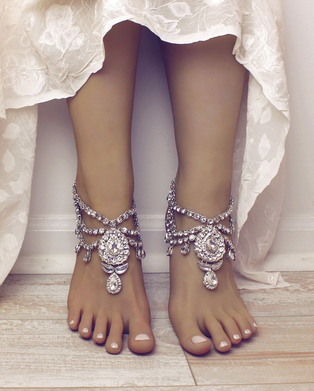 Bali Silver Anklets I Beach Wedding Footwear from Bare Sandals
